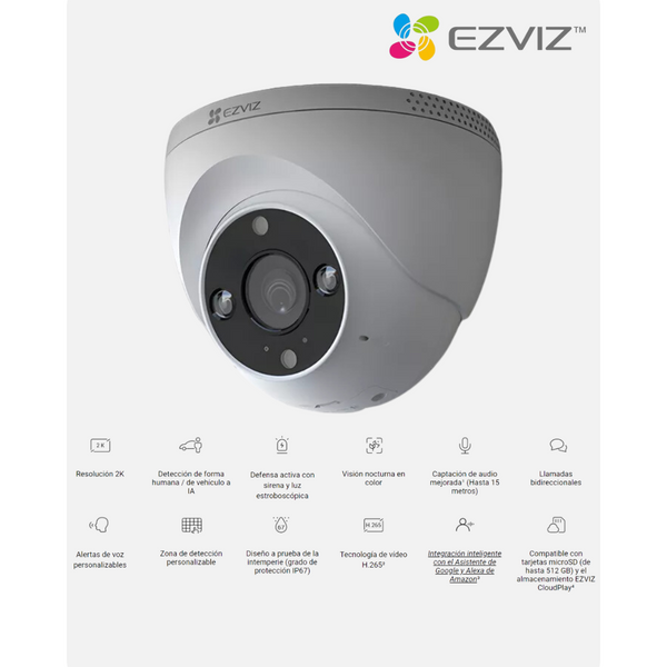 Cámara Domo EZVIZ H4 2K – Seguridad Inteligente con Visión Nocturna en ...